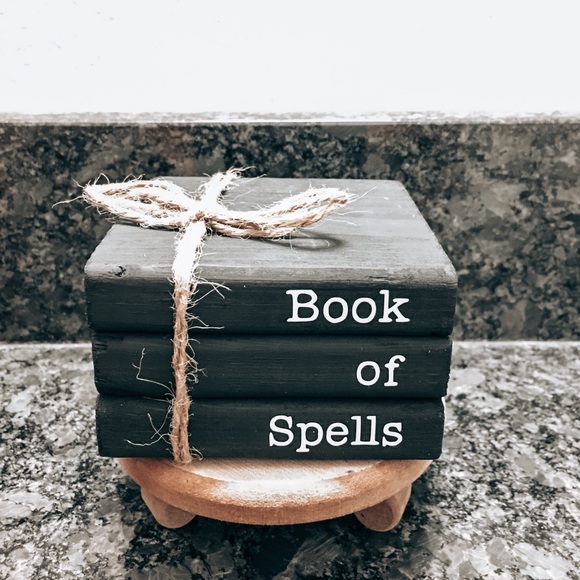 Other | Book Of Spells Farmhouse Wooden Mini Book Stack | Poshmark